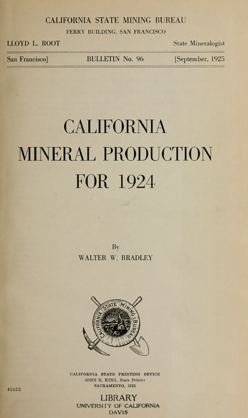 SCVHistory.com | Mining | California Mineral Production for 1924.