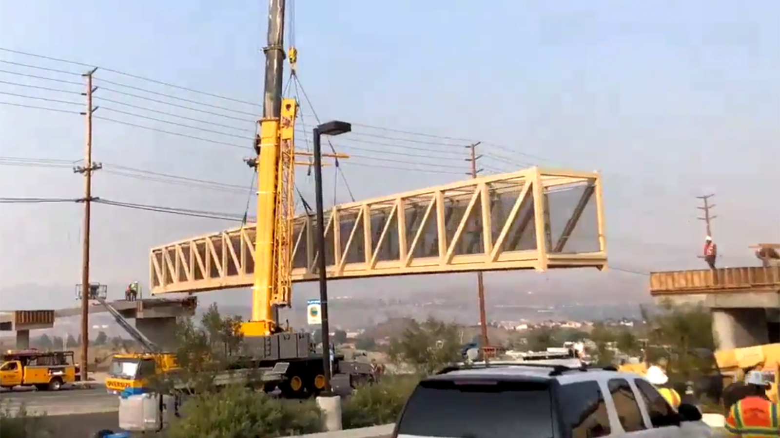 SCVHistory.com LW3438 | Newhall | Video: Pedestrian Bridge Erected Over ...